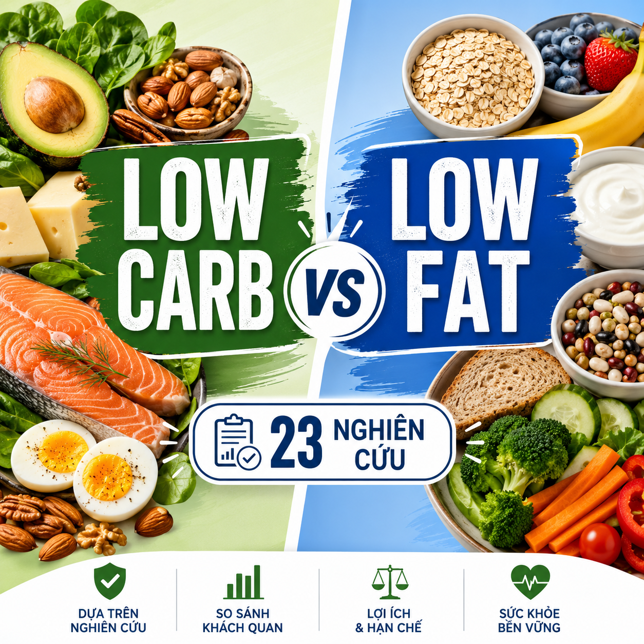 Low Carb và Low Fat: Tổng hợp kết quả từ 23 nghiên cứu – Naturex Asia